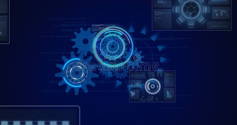 Image of Cogs Spinning, Scope Scanning and Data Processing Stock Image ...