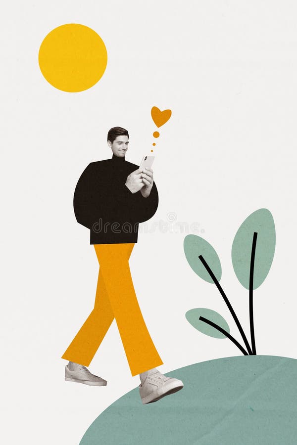 Image Collage Sketch of Handsome Nice Man Writing Romantic Post Sms ...