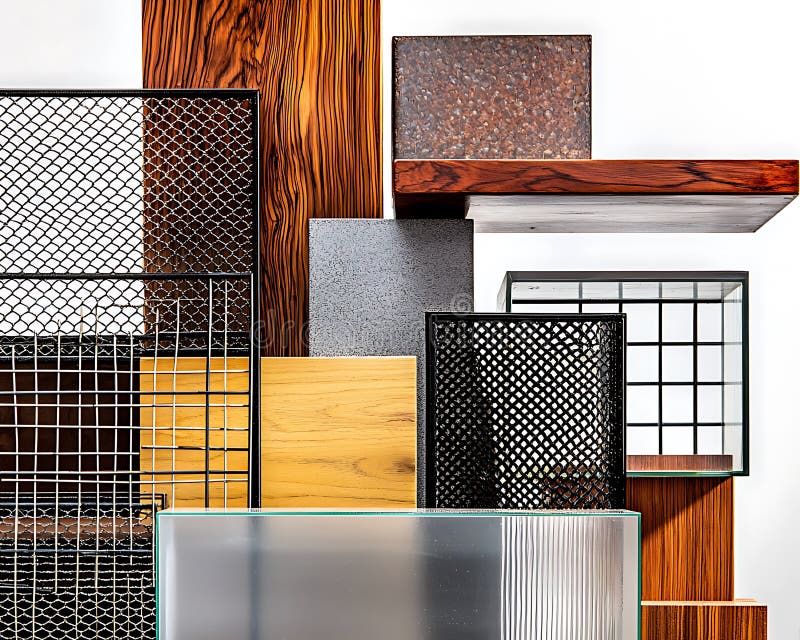 The Image is a Collage of Various Materials, Including Wood, Metal, and ...