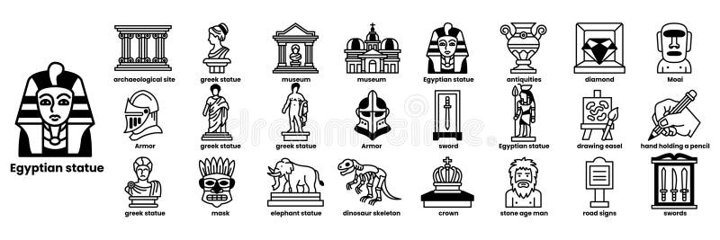 The Image is a Collection of Egyptian Statues and Other Ancient ...