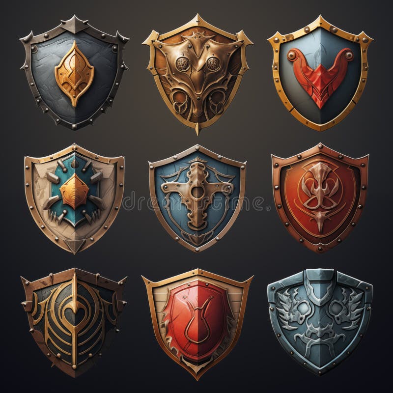 Image Collection Set, Shield, Cartoon. Stock Illustration ...