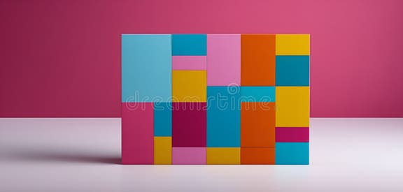 Abstract Background with Blocks – Color Accents in Spatial Design Stock ...