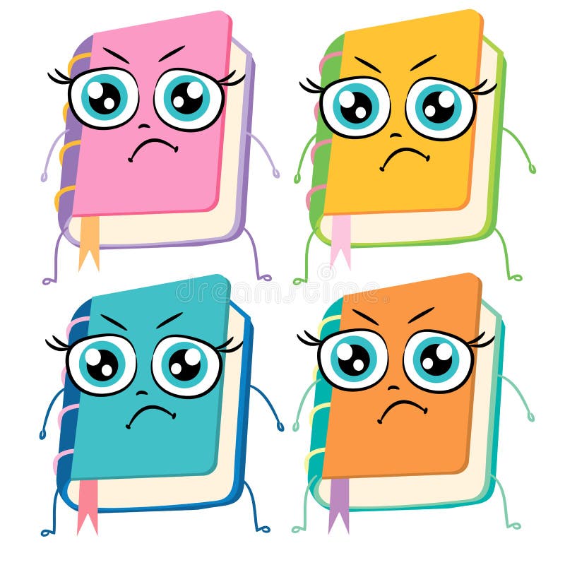 Colored Book with a Funny Face Isolated on White Background, Cartoon ...