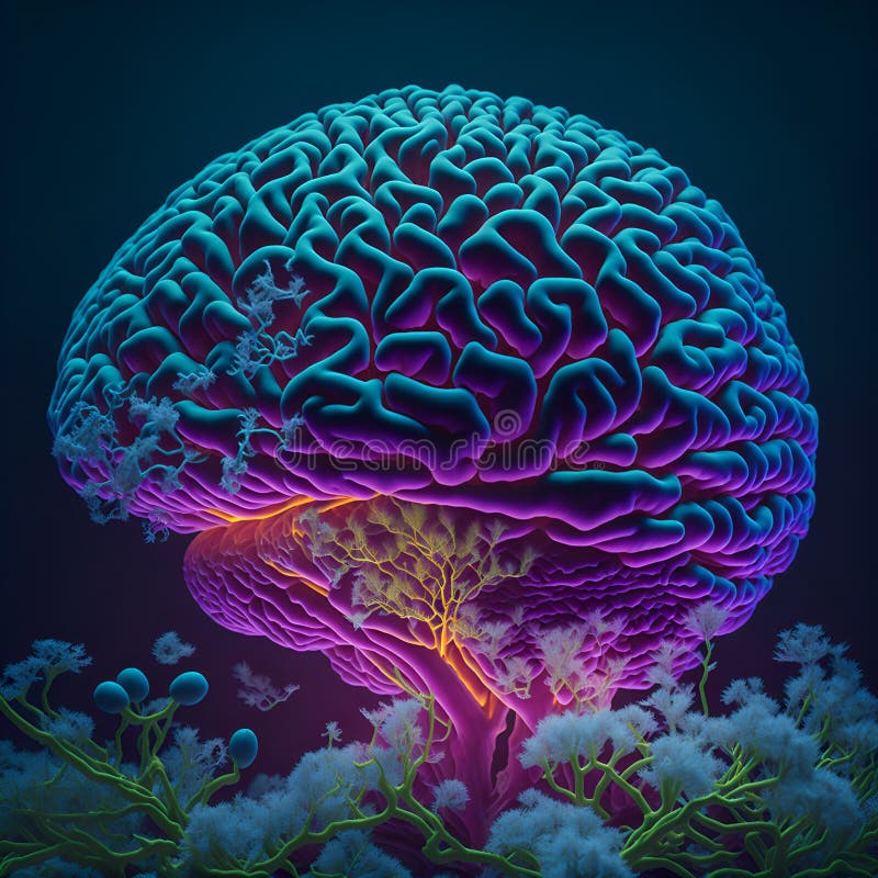 An Image of a Colorful Brain on a Dark Background Created with ...