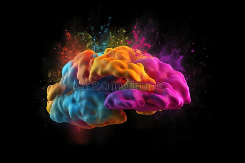 Image of Colorful Brain Design in 3D on a Clean Background ...