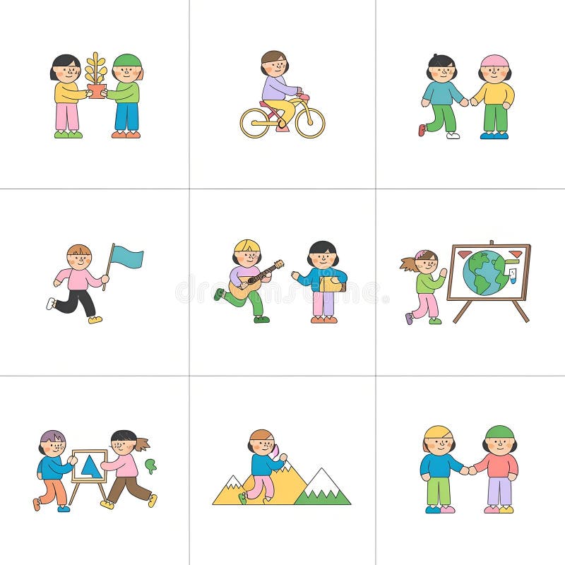 A Series of Nine Different Scenes Arranged in Three Rows and Three ...