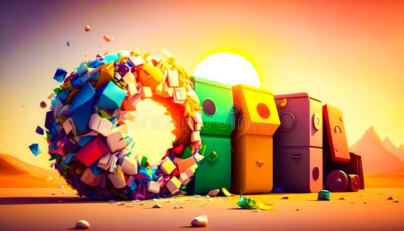 Colorful Object is Shown on Black Surface with Colorful Lights in the ...