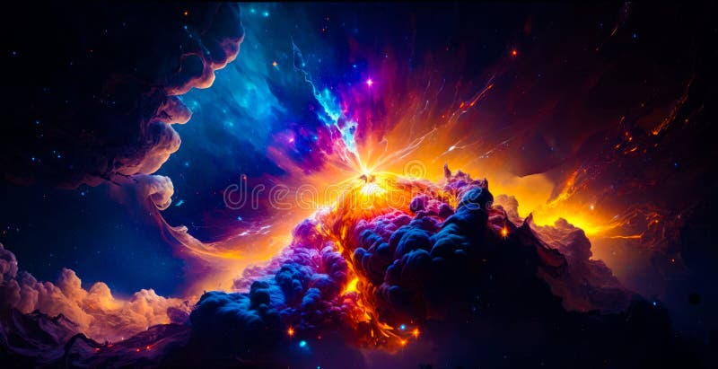 An Image of Colorful Explosion in Space. Generative AI Stock ...