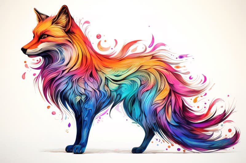 Image of Colorful Fox on White Background. Wildlife Animals Stock ...