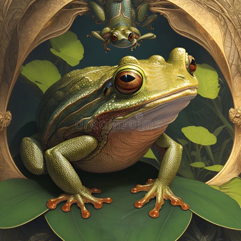 Image of a Colorful Frog Perching in the Green Leaves. Stock ...