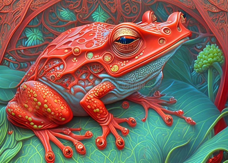 Image of a Colorful Frog Perching in the Green Leaves. Stock ...