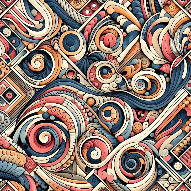 Image of Colorful Geometric Repeating Pattern with a Section of Broken ...