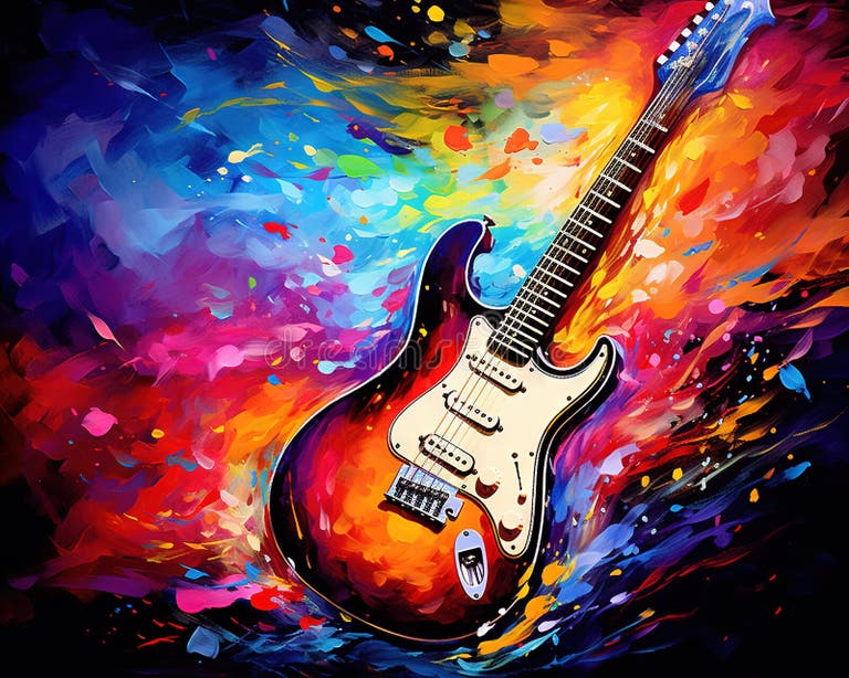 Guitar with thunder. stock illustration. Illustration of party - 293050895
