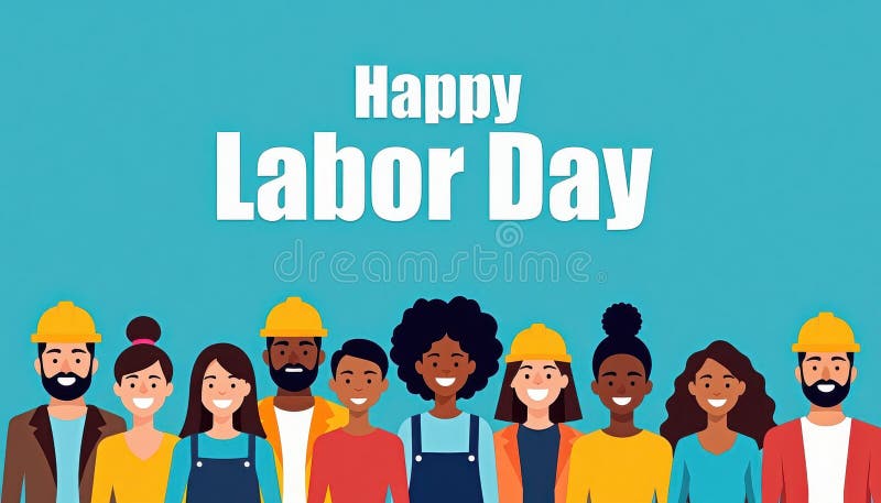 The Image is a Colorful Illustration Celebrating Labor Day. it Features ...