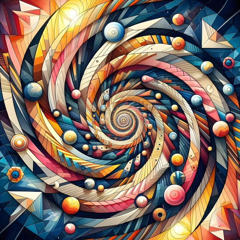 Image of Colorful Kaleidoscopic Geometric Swirling Pattern. Stock ...