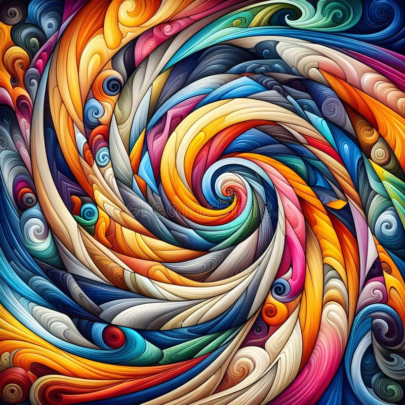 Image of Colorful Kaleidoscopic Geometric Swirling Pattern. Stock ...