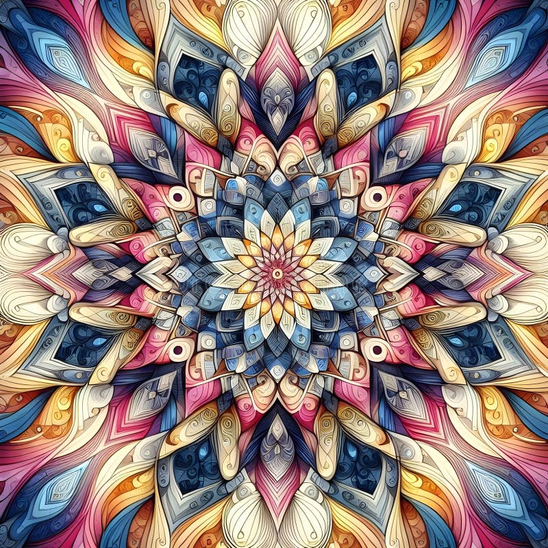 Image of Colorful Kaleidoscopic Geometric Swirling Pattern. Stock ...