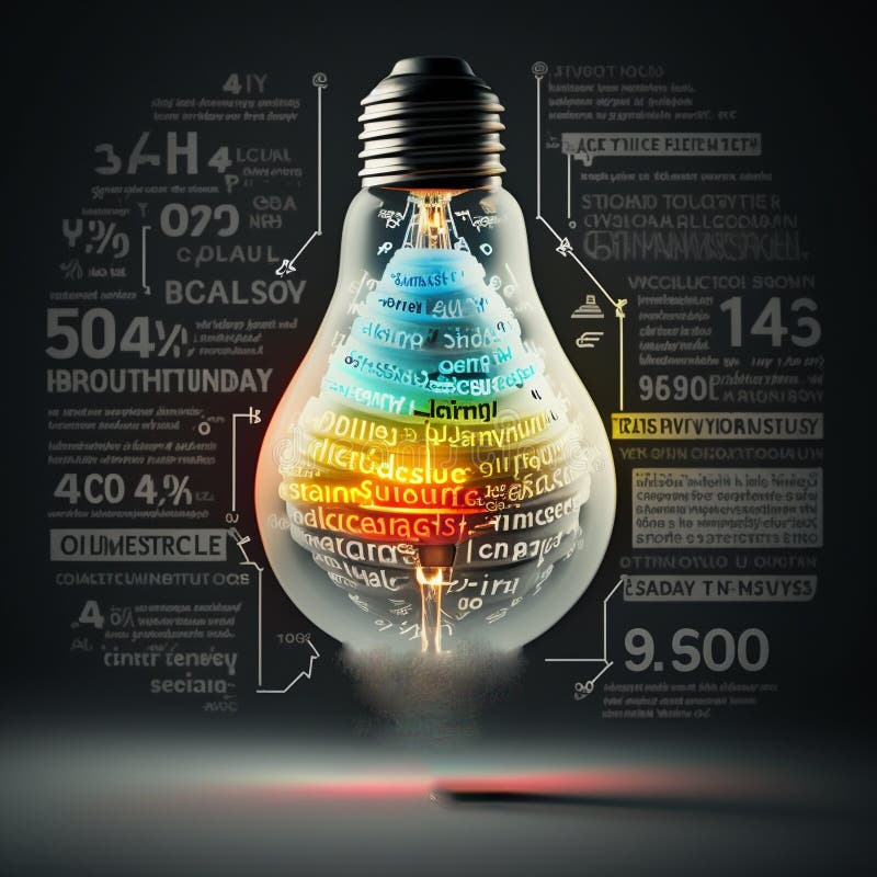 Image of the Colorful Light Bulb Glow and Surrounded with Smart ...