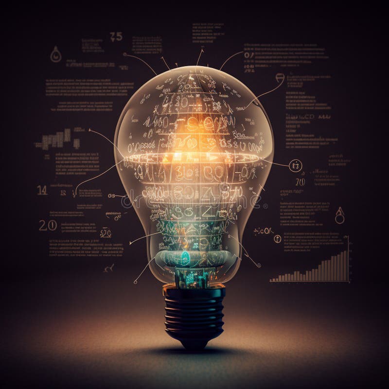 Image of the Colorful Light Bulb Glow and Surrounded with Smart ...