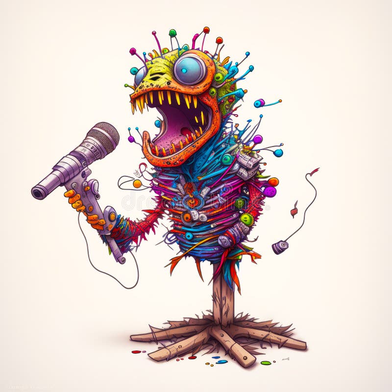 An Image of Colorful Monster Holding Microphone. Generative AI Stock ...