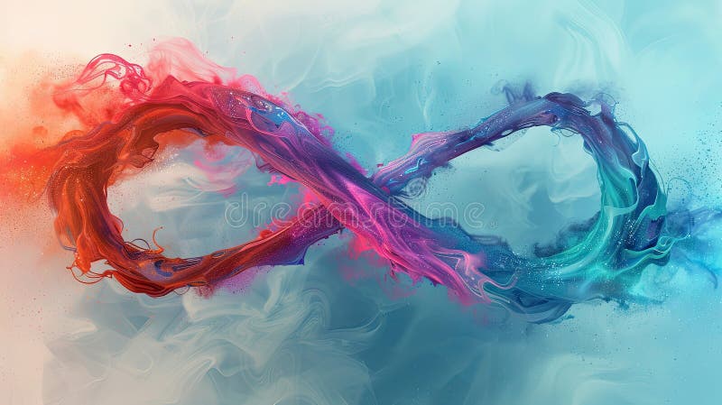 The Image is a Colorful Painting of an Infinity Symbol with Blue and ...