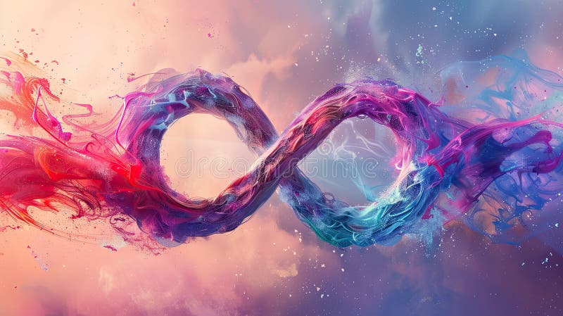 The Image is a Colorful Painting of an Infinity Symbol with Blue and ...