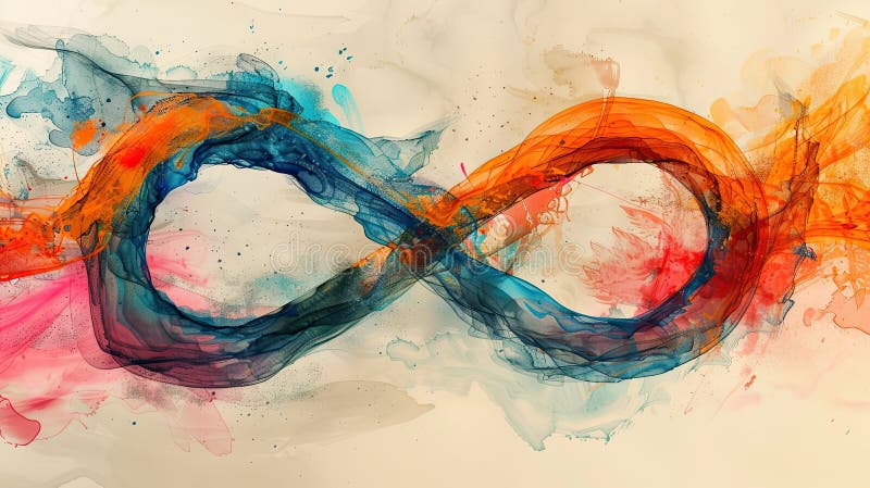 The Image is a Colorful Painting of an Infinity Symbol with Blue and ...
