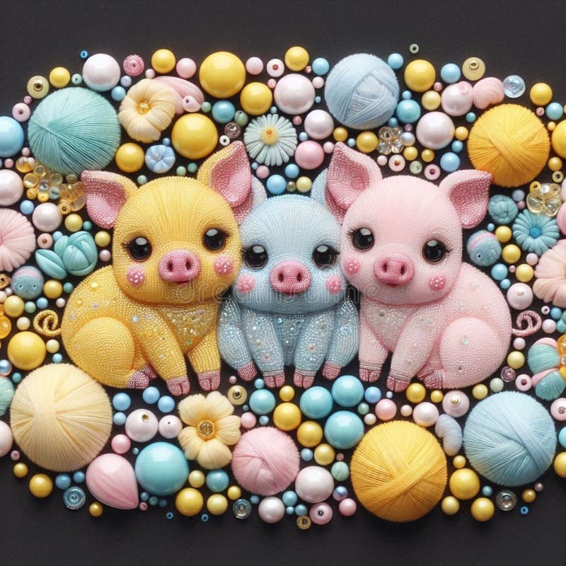 Image of Colorful Pallete Pastel,bead and Sequins Embroidery of Animals ...