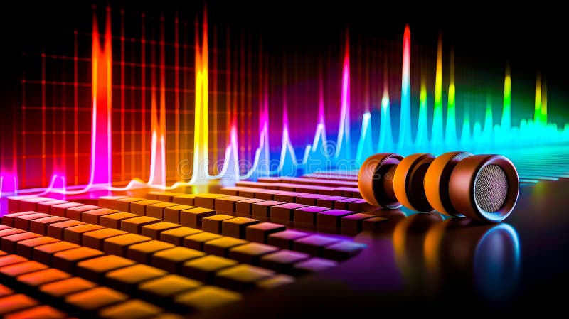Image of Colorful Sound Wave on Black Background with Black Background ...