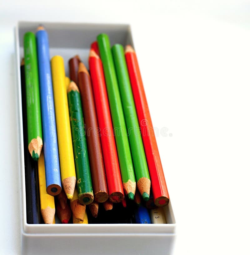 Coloured pencil on a table stock image. Image of crayon - 117090315