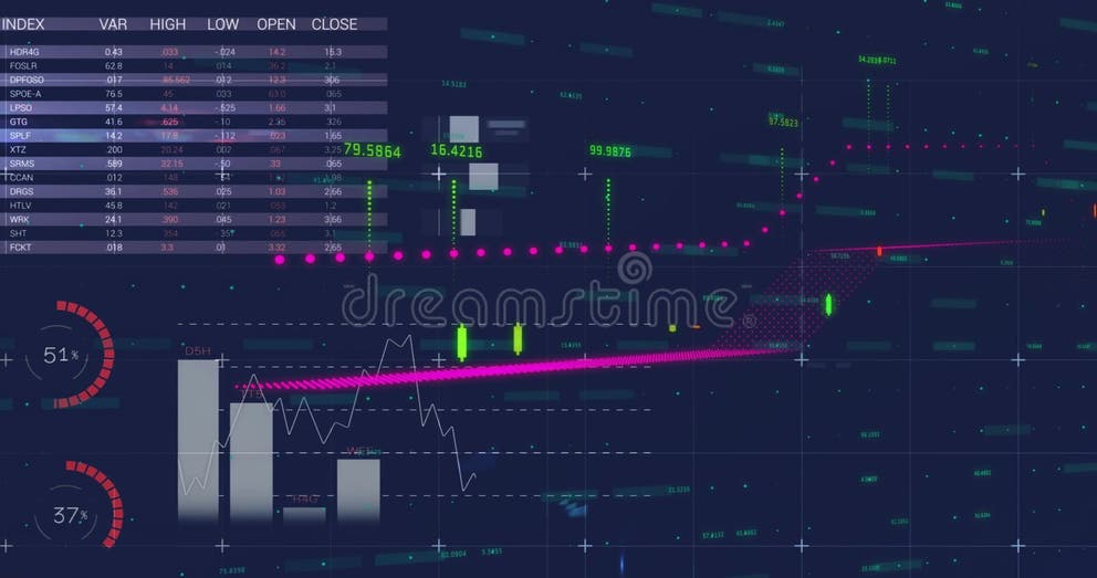 Image of Colourful Charts and Graphs Processing Data on Black ...