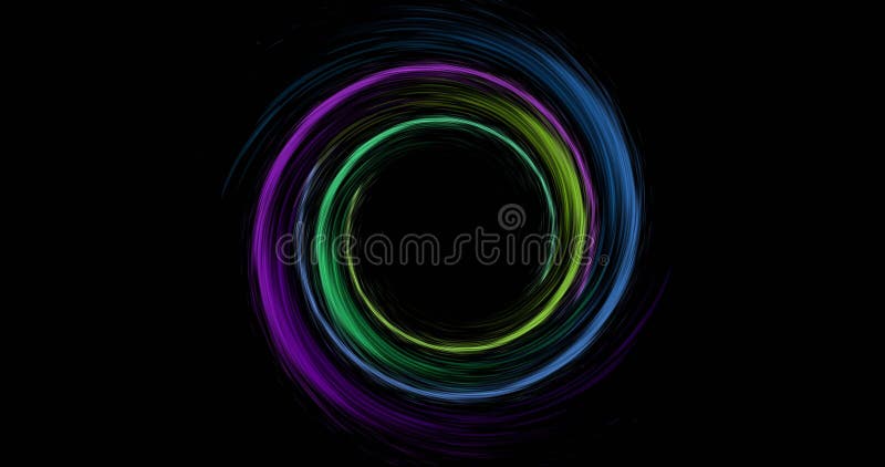 Image of Colourful Light Trails Forming Circles on Black Background ...