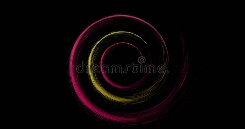 Image of Colourful Light Trails Forming Circles on Black Background ...