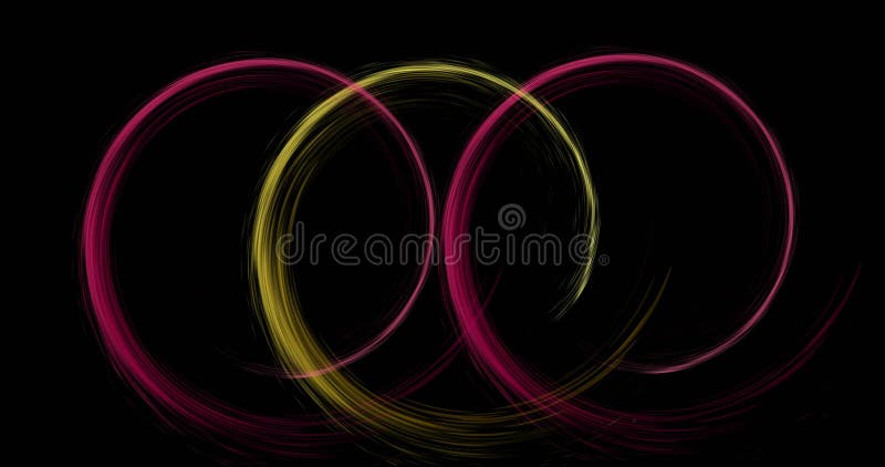 Image of Colourful Light Trails Forming Circles on Black Background ...