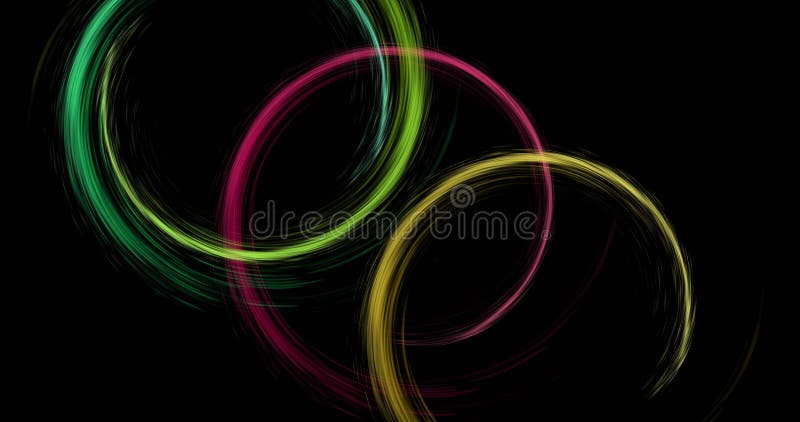 Image of Colourful Light Trails Forming Circles on Black Background ...