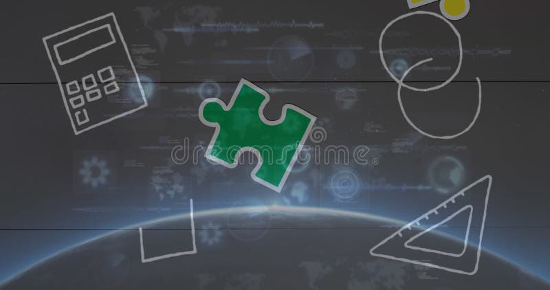 Image of Colourful Puzzle Pieces and Mathematical Equations Stock Image ...