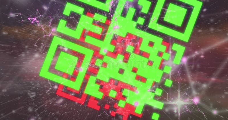 Image of Colourful QR Code with Web Connection Over Space Cloud and ...