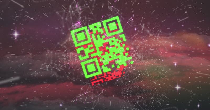 Image of Colourful QR Code with Web Connection Over Space Cloud and ...