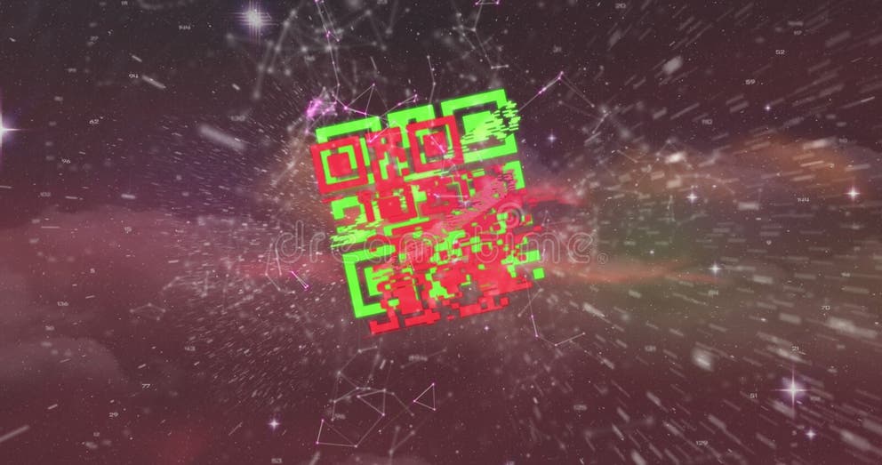 Image of Colourful QR Code with Web Connection Over Space Cloud and ...