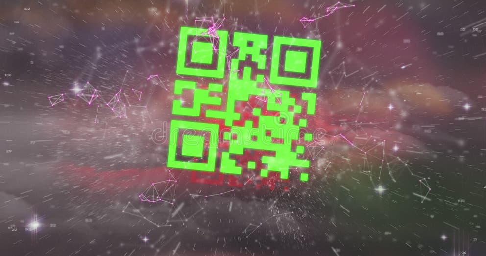 Image of Colourful QR Code with Web Connection Over Space Cloud and ...
