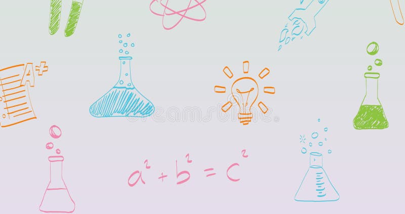 Image of Colourful Science and Learning Icons on White Background Stock ...