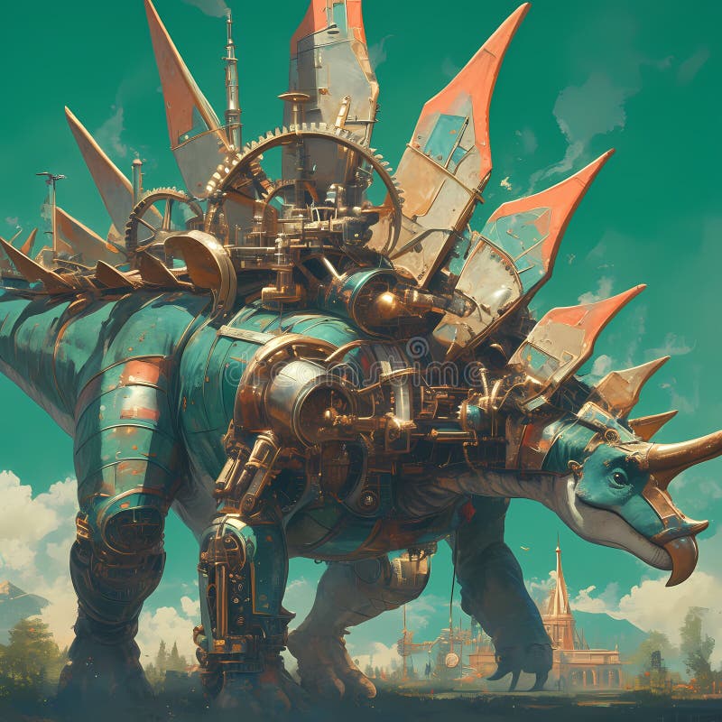 Journey Back in Time with Steampunk Dinosaur Stock Illustration ...