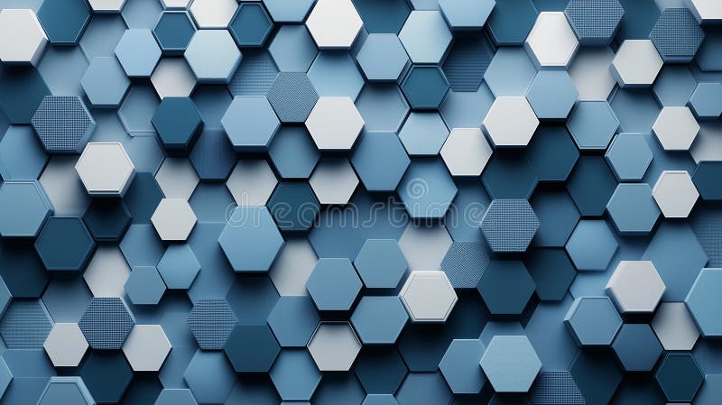 Hexagon and Octagon Blue Geometric Layered Design in Metallic Gradient ...