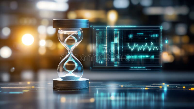 An Image Combining a DNA Helix and an Hourglass with a Digital Bokeh ...