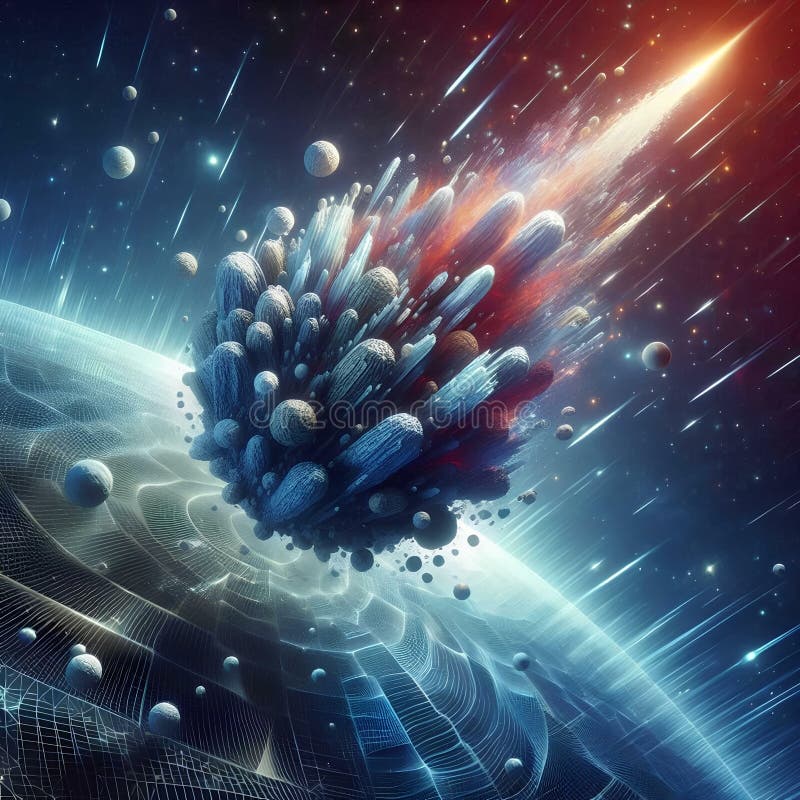 Image of a Comet Hitting the Planet Stock Illustration - Illustration ...