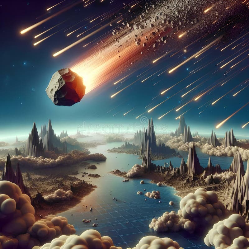 Image of a Comet Hitting the Planet Stock Illustration - Illustration ...