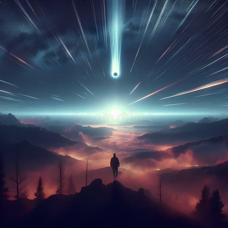 Image of a Comet Hitting the Planet Stock Illustration - Illustration ...