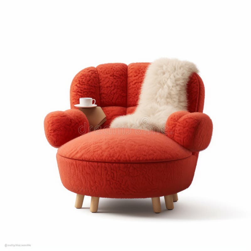 Image of a Comfy Reading Chair Vermillon Colored Generative AI Stock ...