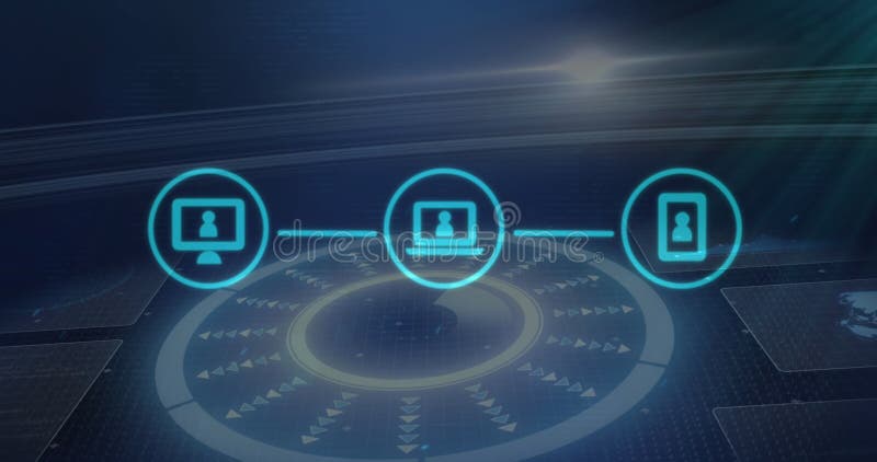 Image of Communication Devices Icons Over Data Scanning Stock ...