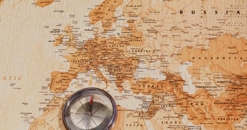 Image of Compass Lying on World Map Stock Photo - Image of generated ...